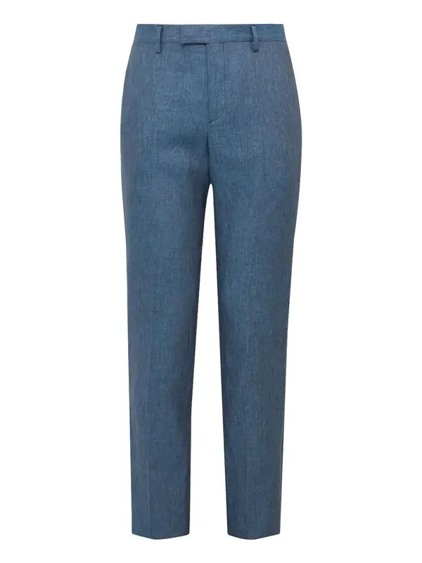 Paul Smith Slim-fit Tapered Linen Trousers - Blue