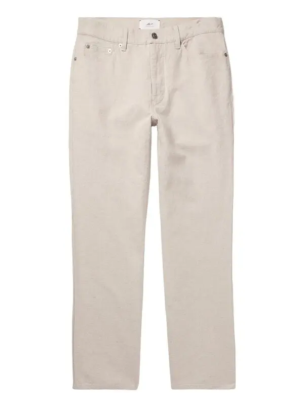 Mr P. Edward Straight-leg Linen And Cotton-blend Trousers - Neutrals