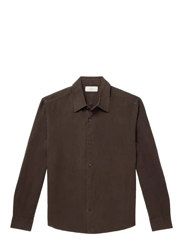 Mr P. Garment-dyed Linen Shirt - Brown