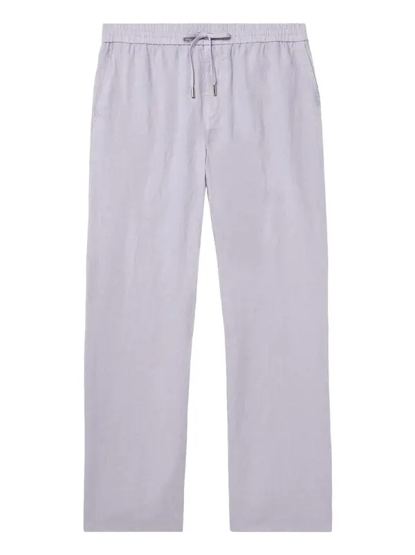 Mr P. Edward Straight-leg Linen Trousers - Purple