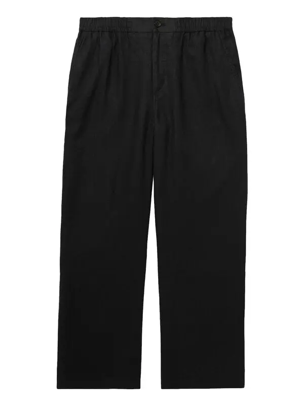 Mr P. Arthur Wide-leg Linen Trousers - Black