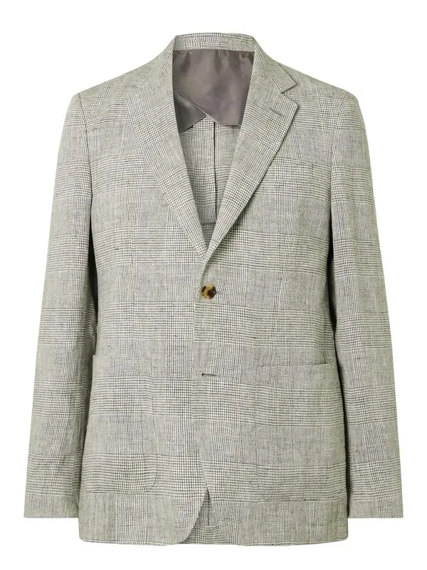 Mr P. Prince Of Wales Checked Linen Suit Jacket - Gray