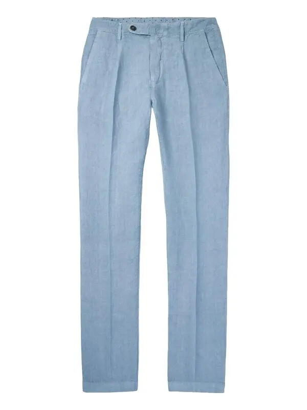 Massimo Alba Ionio2 Straight-leg Pleated Linen Trousers - Blue