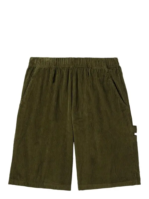 LES TIEN Utility Straight-leg Cotton-corduroy Shorts - Green