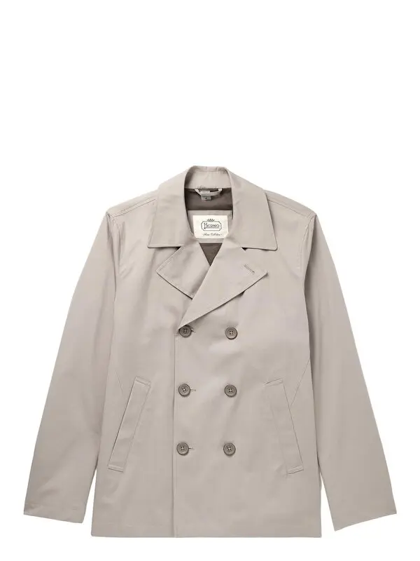 Herno Dean Double-breasted Cotton-gabardine Pea Coat - Neutrals
