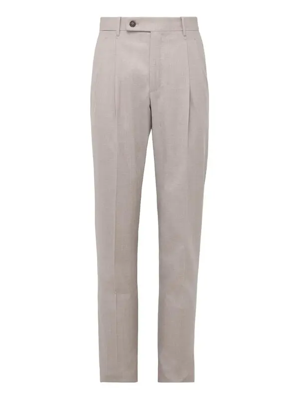 SLOWEAR Venezia 1951 Tapered Pleated Virgin Wool Trousers - Neutrals