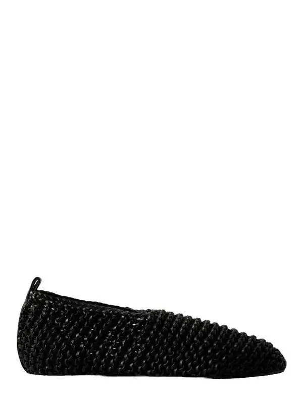 TOTEME Woven Leather Ballet Flats - Black