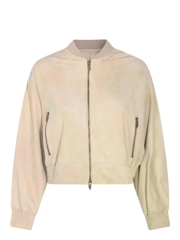 SALVATORE SANTORO Leather Bomber Jacket - Neutrals