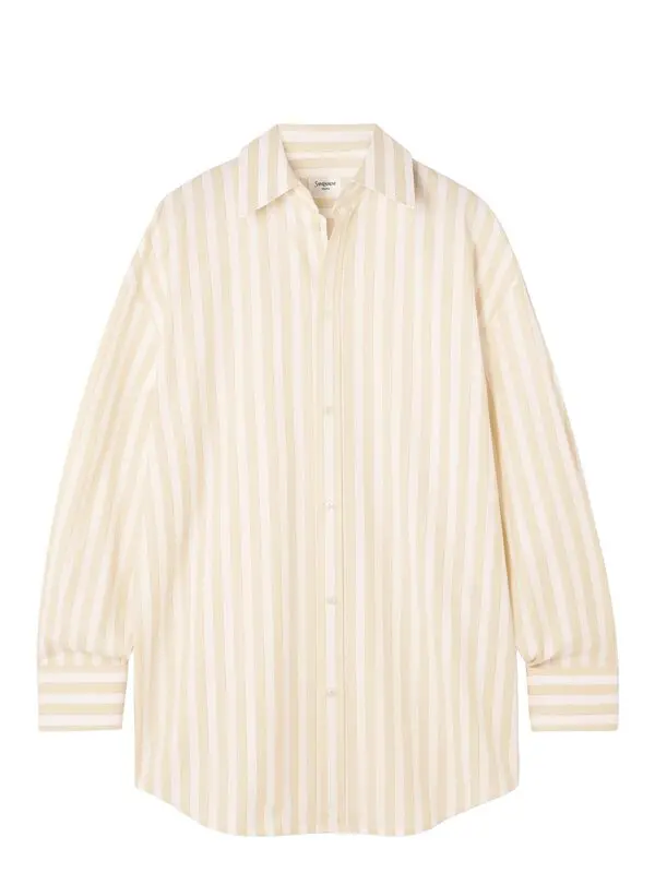 Saint Laurent Striped Cotton-piqué Shirt - Neutrals