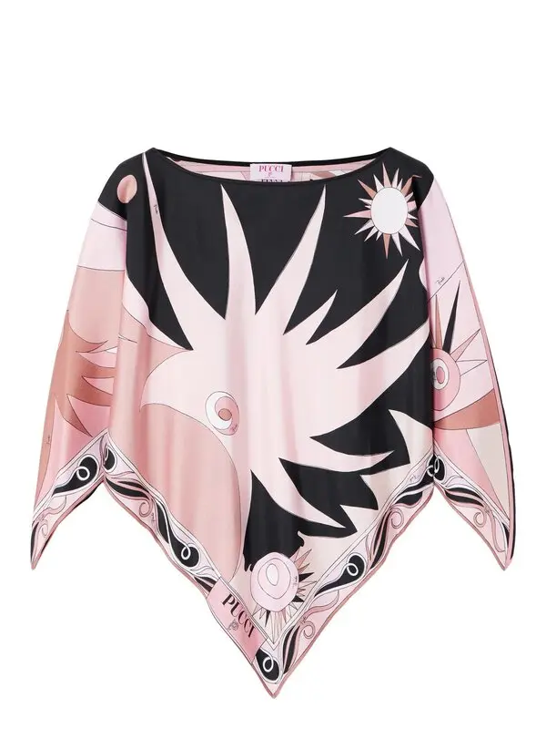 Emilio Pucci Asymmetric Printed Silk-twill Top - Pink