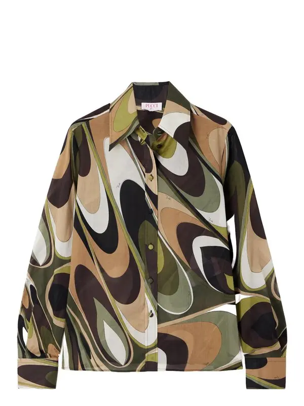 Emilio Pucci Onda Printed Cotton-muslin Shirt - Green