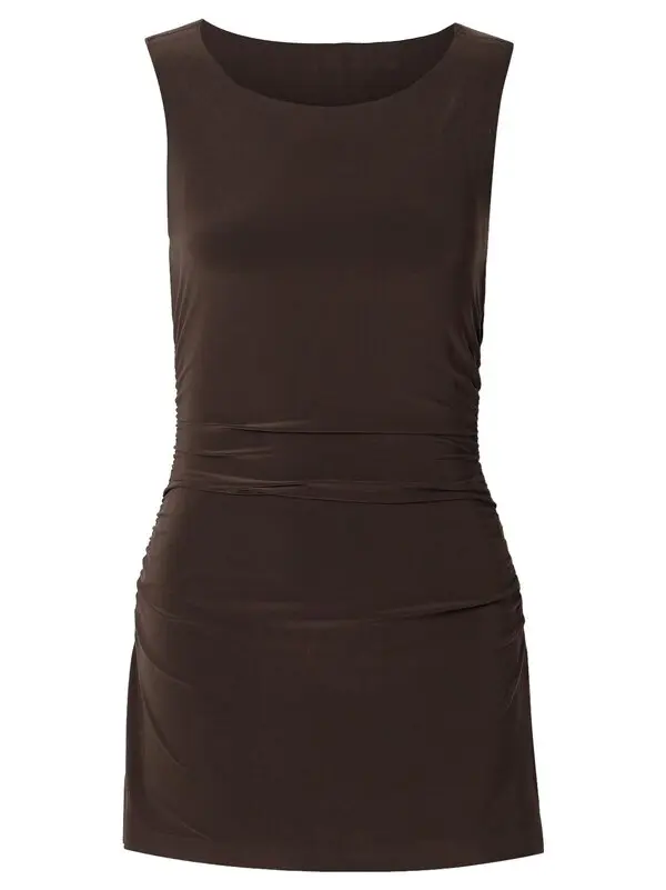 Norma Kamali Pickleball Ruched Mini Dress - Brown