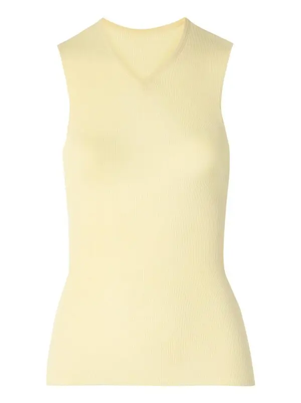 Khaite Renato Ribbed Wool-blend Jersey Tank - Yellow