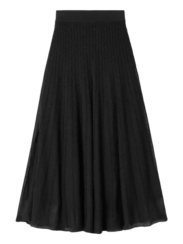Khaite Dawn Pointelle-knit Midi Skirt - Black