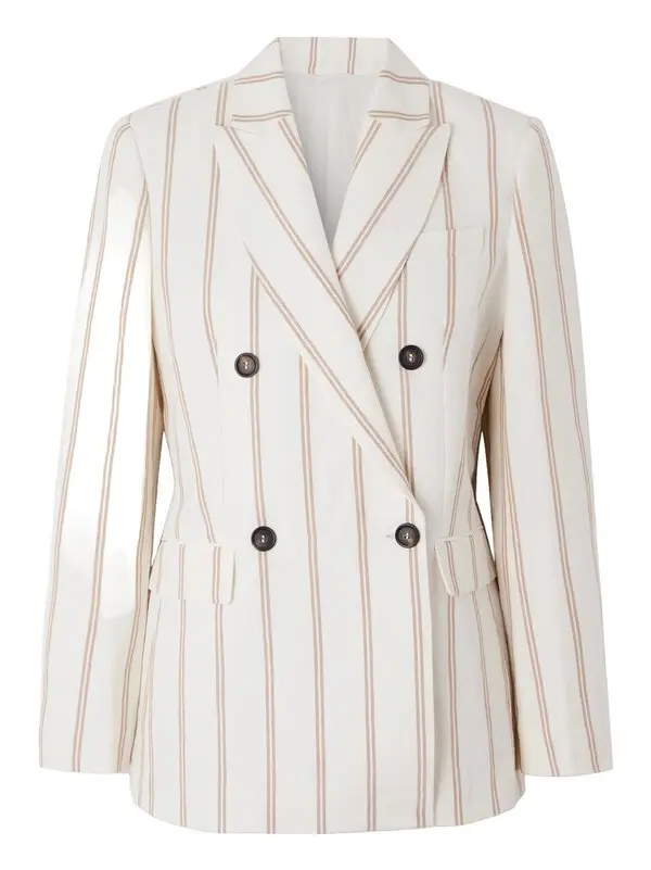 Brunello Cucinelli Striped Double-breasted Blazer - Off-white
