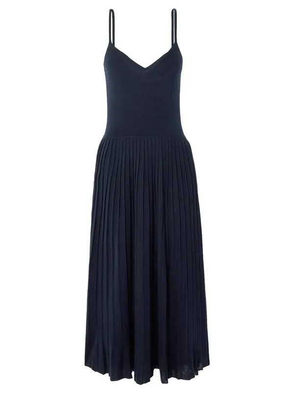 Arch4 Ribbed Silk And Organic Cashmere-blend Midi Dress - Blue