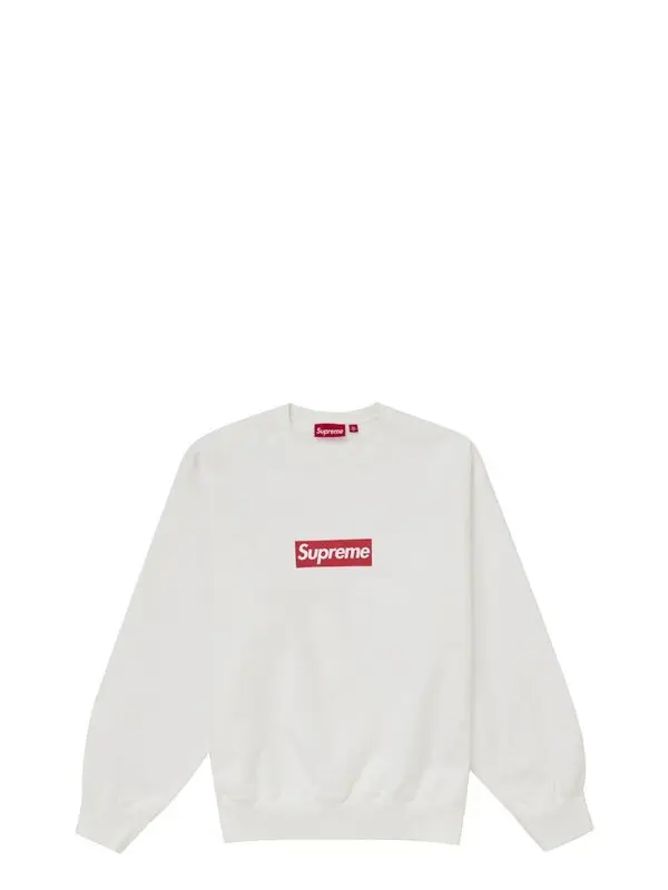 Supreme Washed Box Logo Crewneck Sweatshirt - White