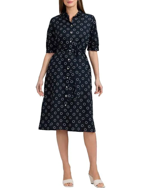 Foxcroft Esther Circle Print Cotton Shirtdress - Black/ White