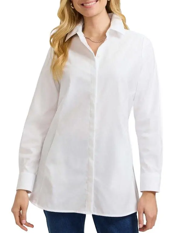 Foxcroft Cici Cotton Tunic Shirt - White