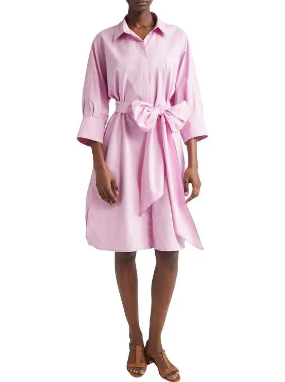 Max Mara Tabata Belted Cotton Shirtdress - Hydrangea Pink