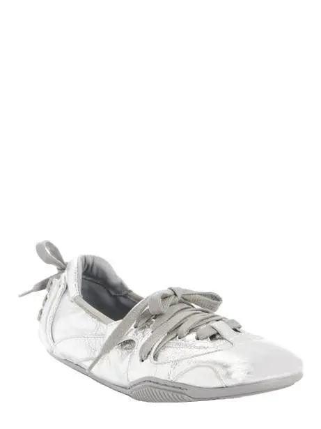 Acne Studios Bilaria Metallic Leather Sneakers - Silver/grey