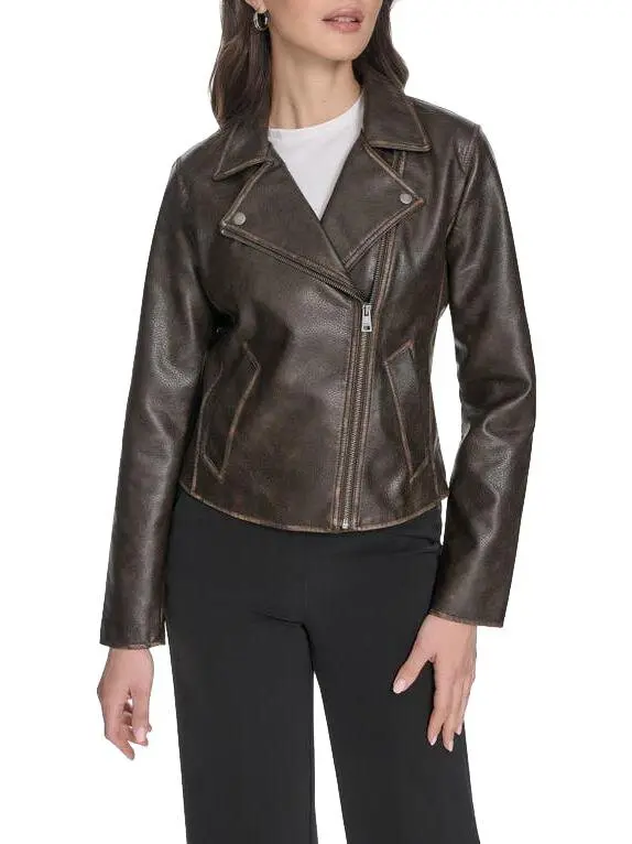 LEVI'S Essential Faux Leather Moto Jacket - Brown