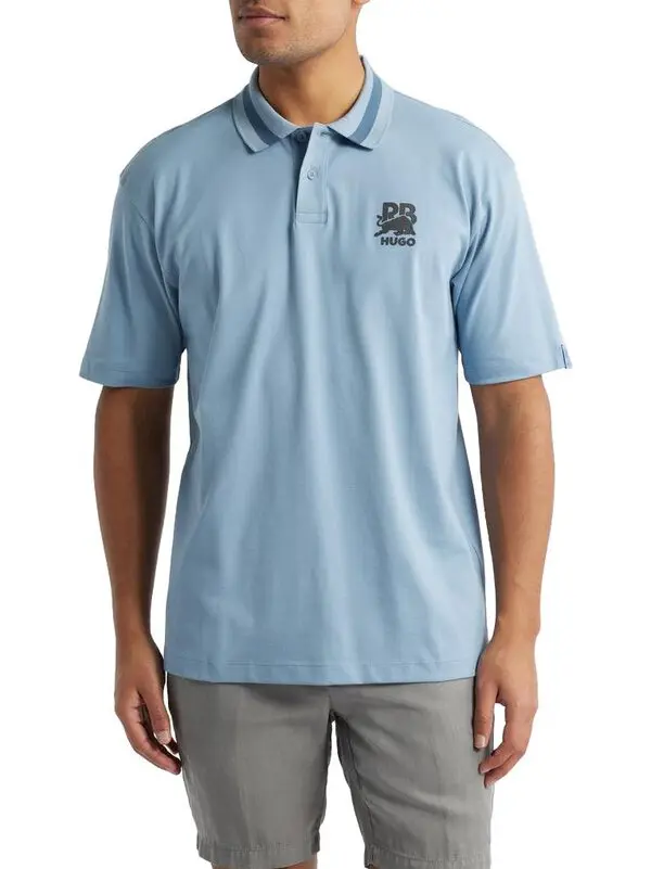Hugo X Rb Formula One™ Team Relaxed Fit Stretch Piqué Polo - Medium Blue
