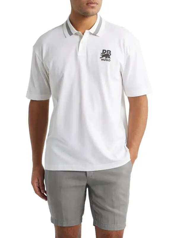 Hugo X Rb Formula One™ Team Relaxed Fit Stretch Piqué Polo - White