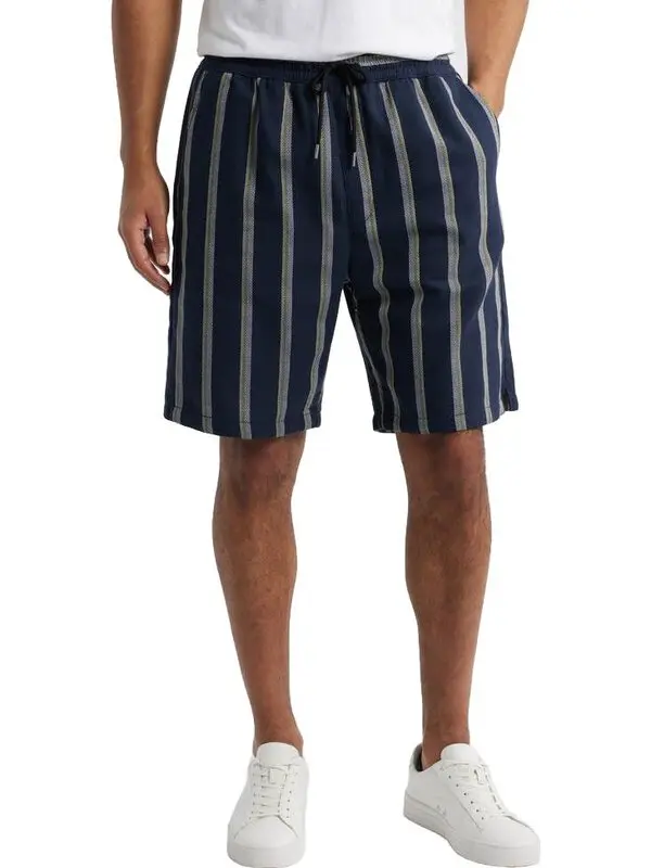 Hugo Boss Ronan Stripe Oxford Shorts - Dark Blue