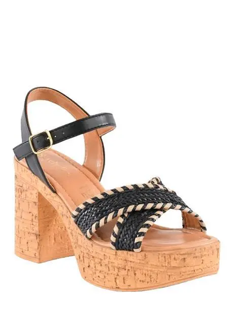 Seychelles Bravo Wedge Sandal - Black-natural