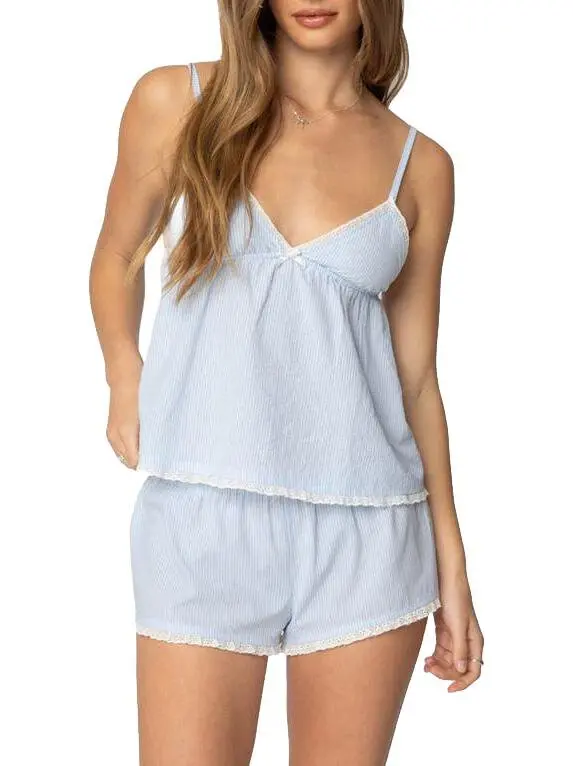 EDIKTED Danna Pinstripe Babydoll Camisole - Light-blue