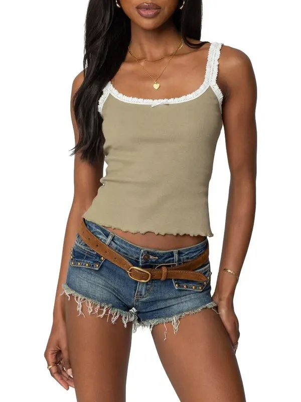 EDIKTED Teagan Rib Camisole - Olive