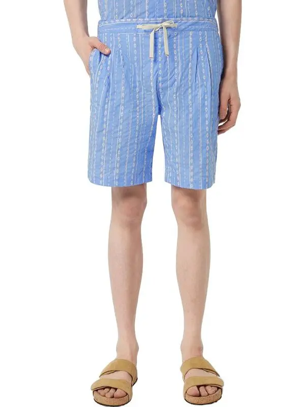 Scotch & Soda Embroidered Eyelet Cotton Bermuda Shorts - Sky Blue