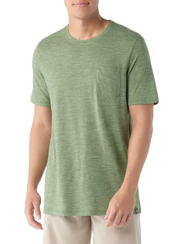 Smartwool Merino Wool Blend Pocket T-shirt - Fern Green Heather