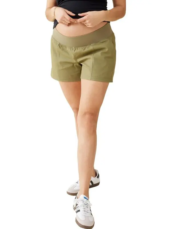 INGRID & ISABEL Maternity Utility Shorts - Olive