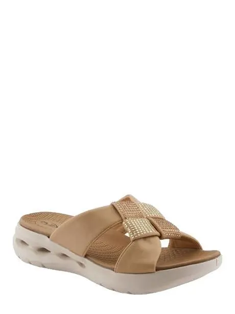 SPRING STEP SHOES Geovani Rhinestone Wedge Slides - Taupe