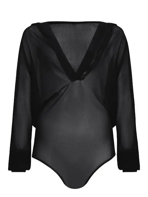 Alaïa Hooded Mesh Bodysuit - Noir Alaia
