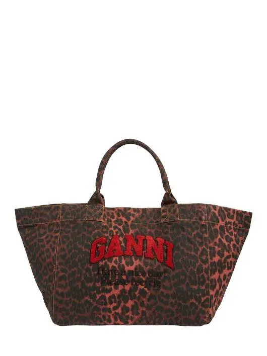 GANNI Xxl Leopard Print Shopper - Racing Red