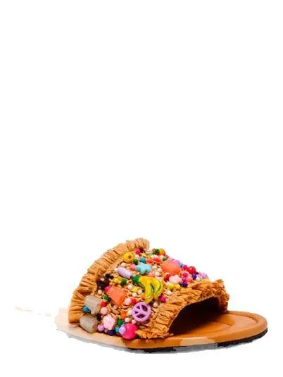 Free People Shipwrecked Beaded Slide Sandal - Orange Multi