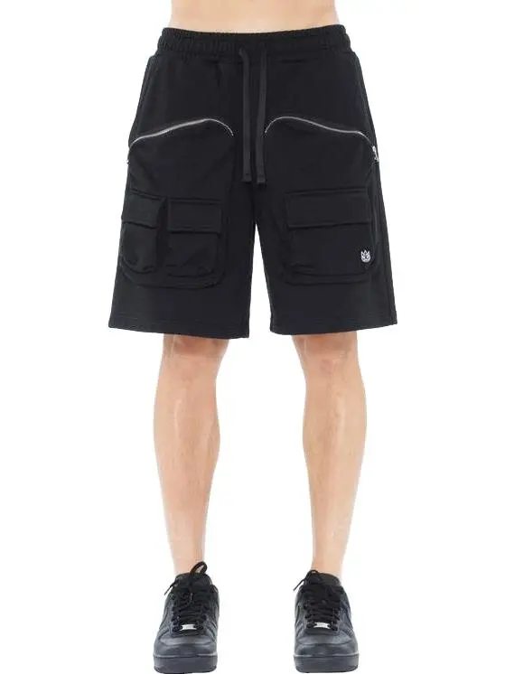 CULT OF INDIVIDUALITY Fleece Cargo Shorts - Black