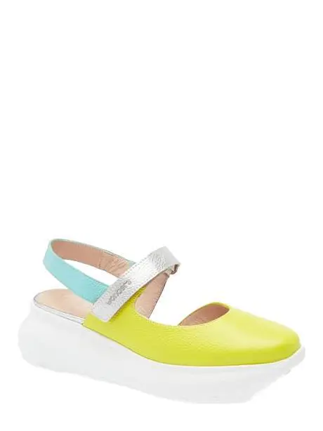 WONDERS Zaire Slingback Wedge Sneakers - Cyber/ Sea/ Plata