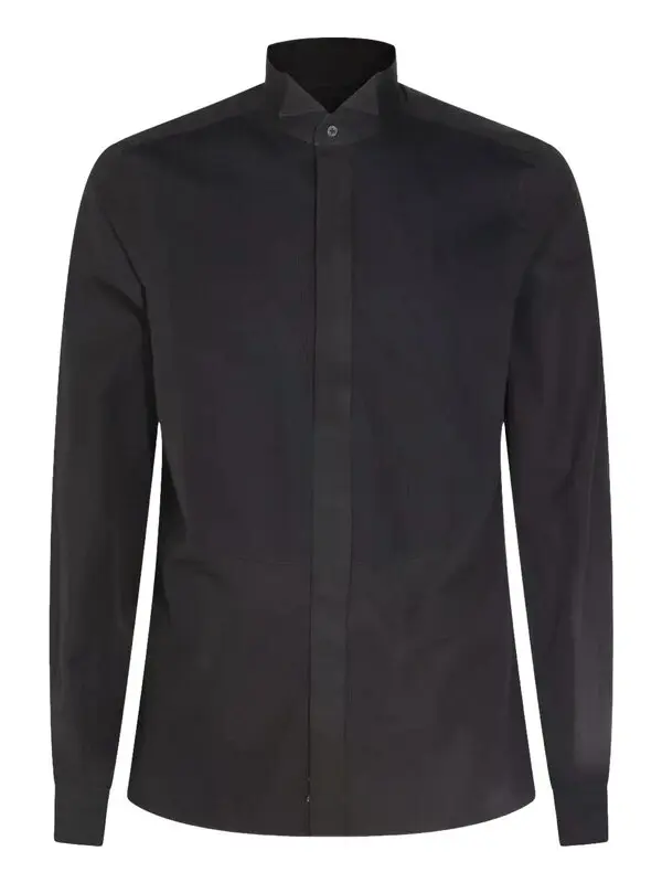 Canali Cotton Tuxedo Shirt - Black