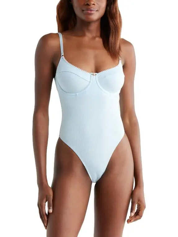 KILO BRAVA Rib Underwire Bodysuit - Powder Blue