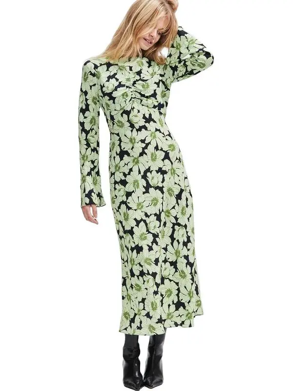 RO&ZO Floral Flute Sleeve Dress - Green