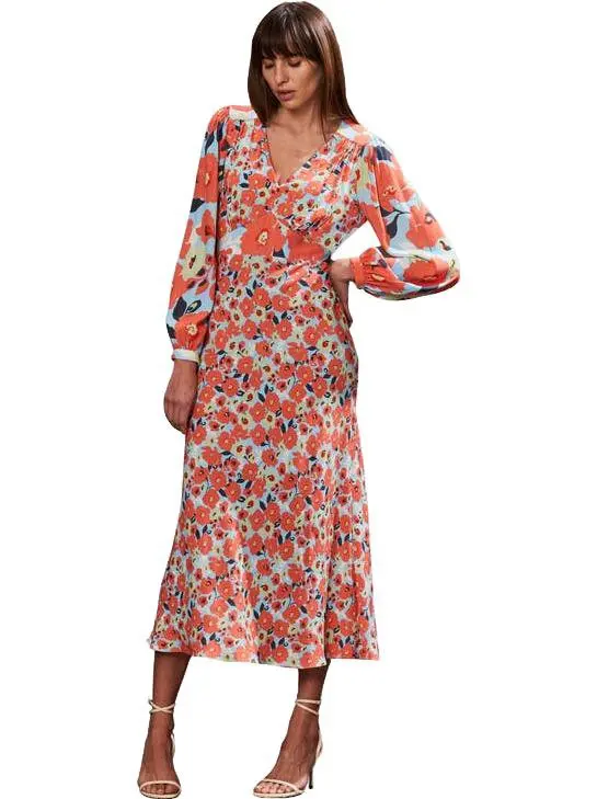 RO&ZO Floral And Spot Mix Dress - Blue