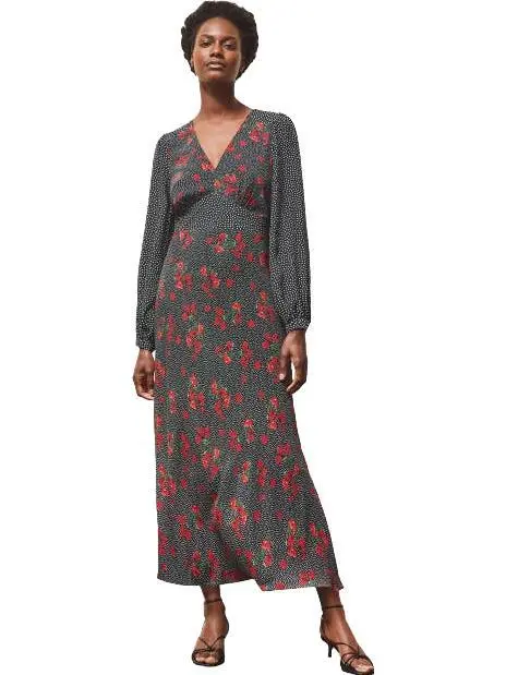 RO&ZO Floral And Spot Mix Dress - Red