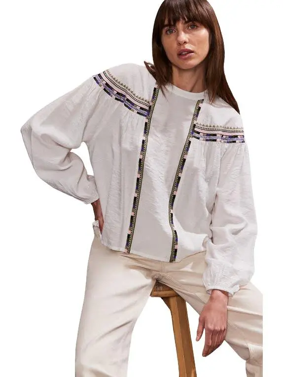 RO&ZO Embroidered Detail Blouse - Ivory