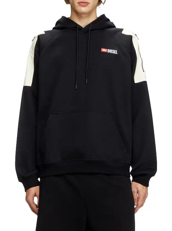 DIESEL® Cotton-blend Fleece Hoodie - Deep/ Black