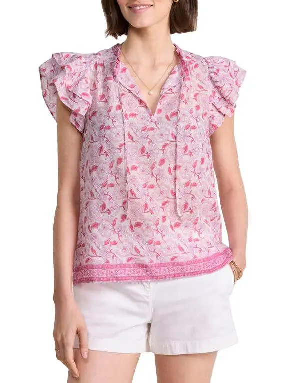 Vineyard Vines Print Ruffle Sleeve Top - Frangipani Marsh