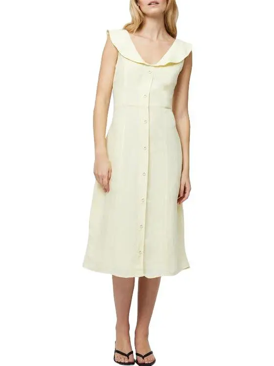 French Connection Birdie Peter Pan Collar Linen-blend Dress - Cornsilk Yellow